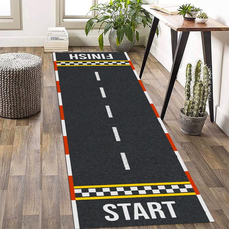 Racetrack Runner Rug: Kids Room Road Rug, Non-slip - Etsy