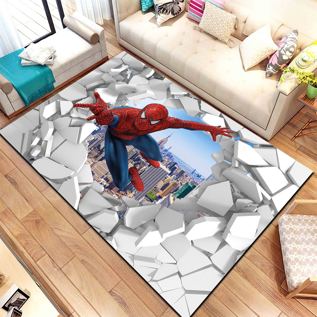 Spider Man Rug, 3D Rug, Spiderman Rug, Kids Room Rug, Gift for Him ...