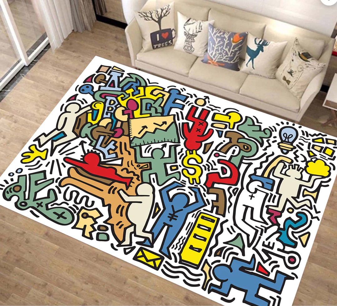 Keith Haring Doodle,keith Haring Rug,dancingman Rug,haring Print Rug ...