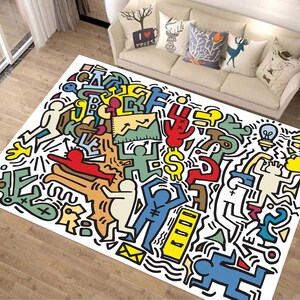 Keith Haring Doodle,keith Haring Rug,dancingman Rug,haring Print Rug ...