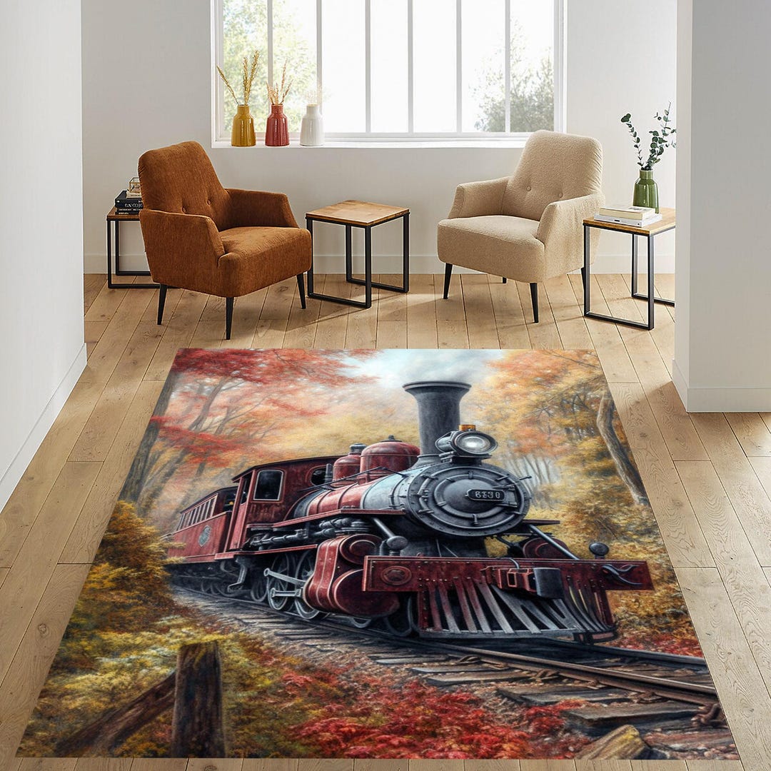 Train Rug,train Pattern Rug,railway Rug,steam Train Rug ,living Room ...