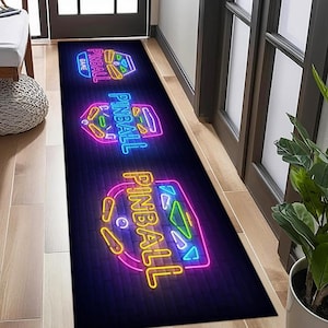 Neon Pinball Rug,retro Arcade Rug,pinball Long Rug,pinball Runner,gamer ...