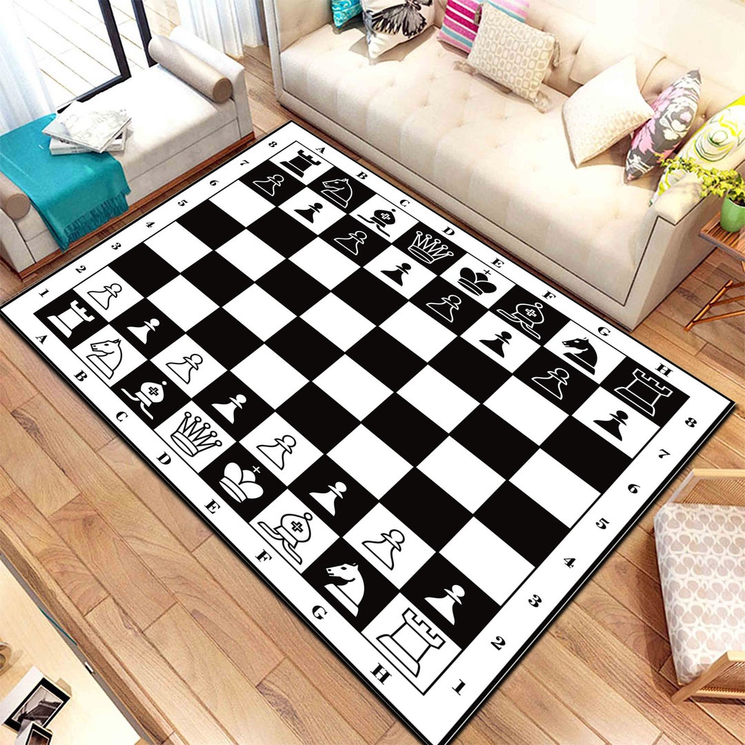 Chess Rug Chess Set Rug Game Room Rug Kids Room Rug Gift - Etsy