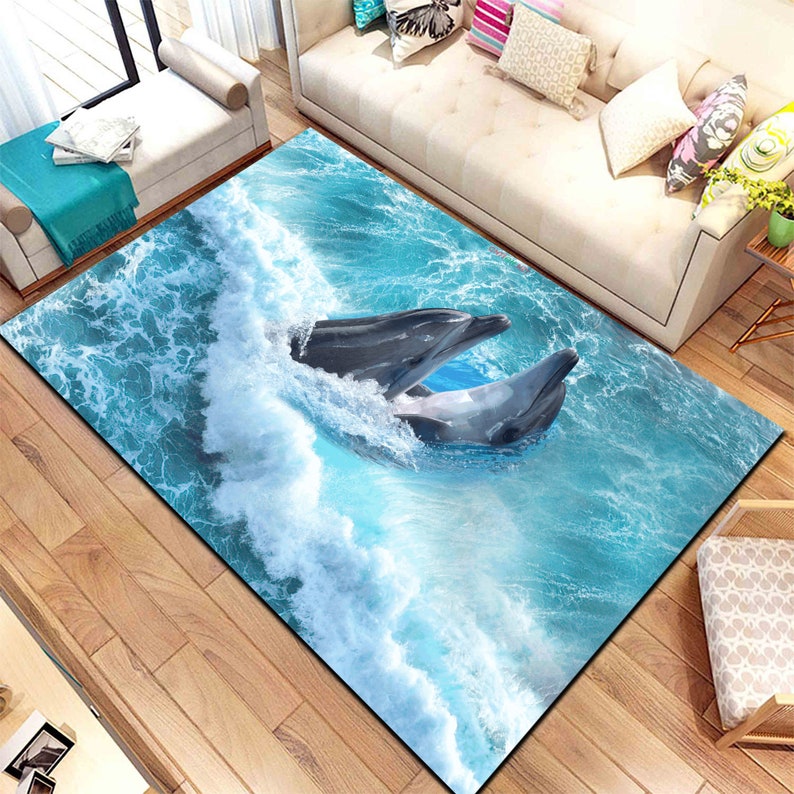 Dolphin Fish Dolphin Rug Ocean Rug Sea Animal Rug Nautical - Etsy
