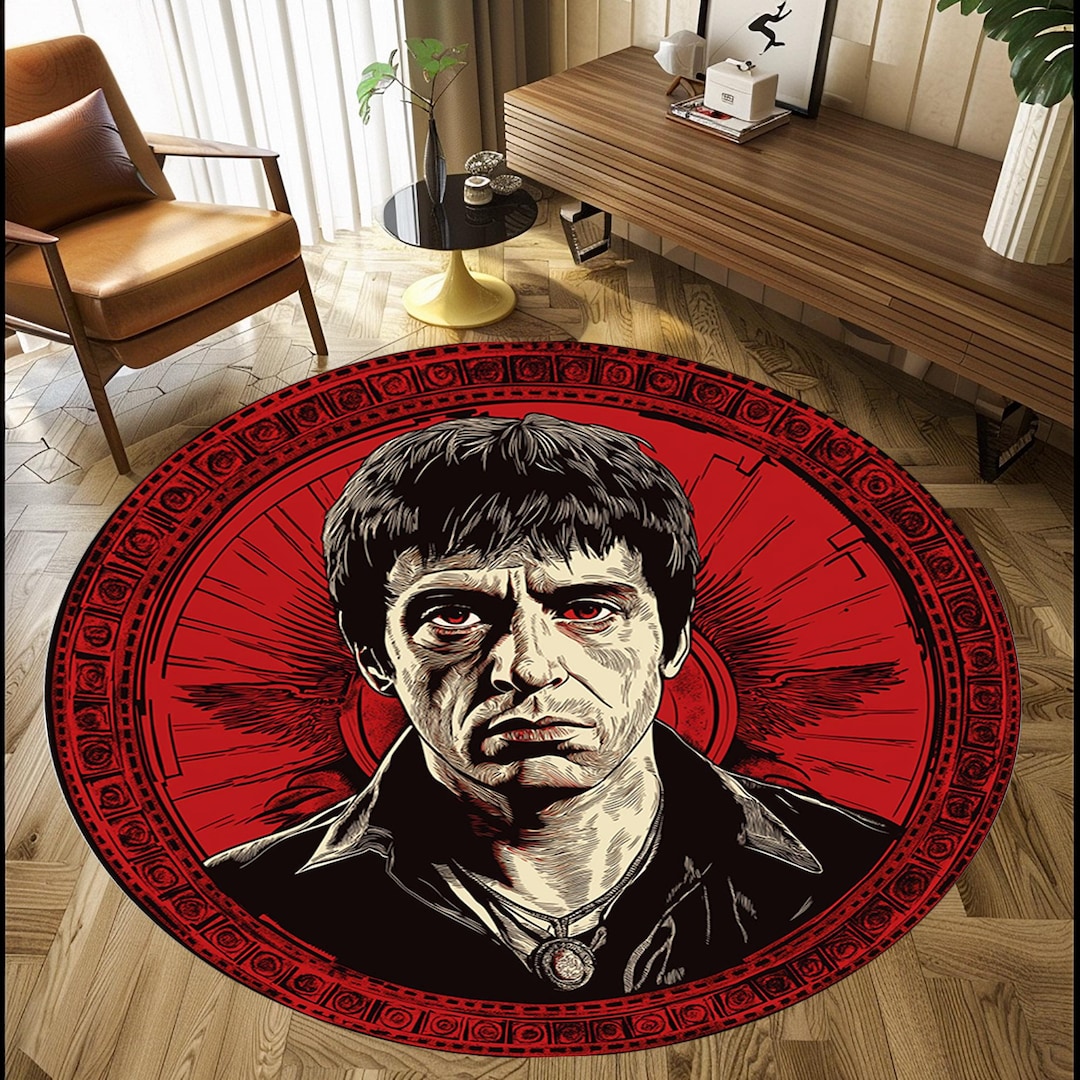 Scarface Rug,tony Montana Rug,movie Theme Rug,round Fan Rug,living Room ...