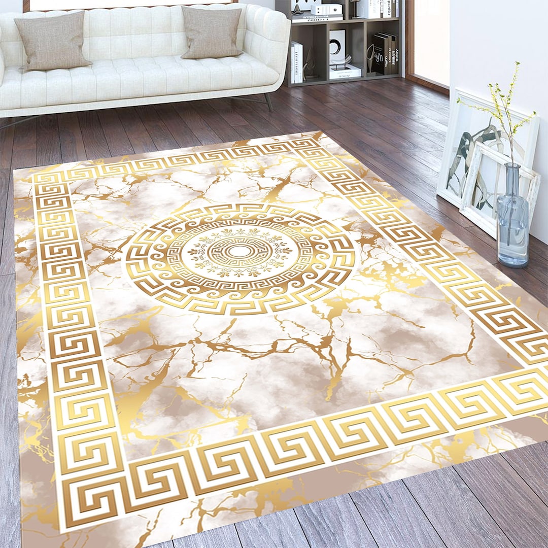 Greek Key Pattern Rug: Marble Design Living Room Rug - Etsy Canada