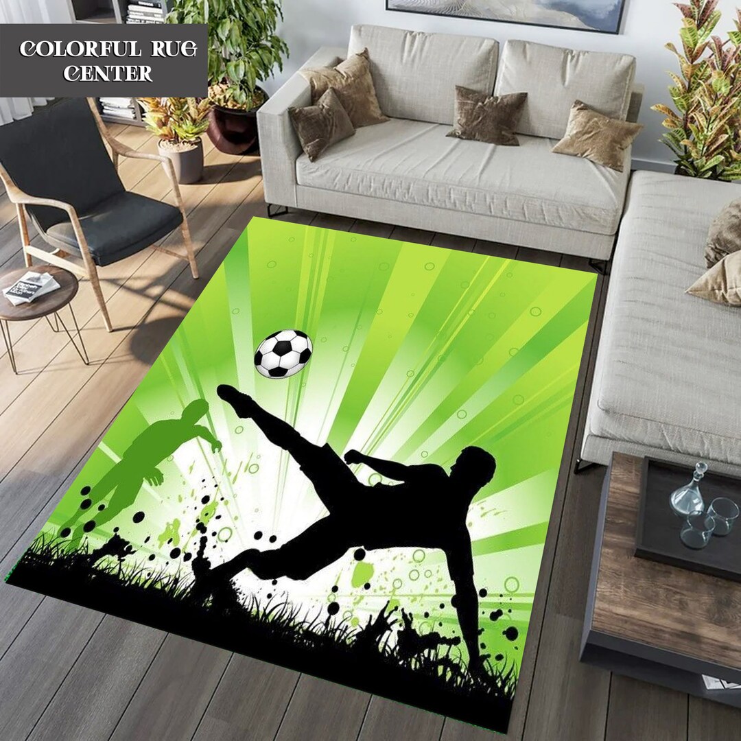 Soccer Rug, Soccer Ball Rug, Custom Rug, Non-slip Rug, Gift for Him ...