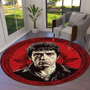 Scarface Rug,tony Montana Rug,movie Theme Rug,round Fan Rug,living Room ...
