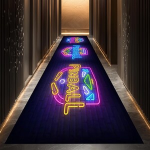 Neon Pinball Rug,retro Arcade Rug,pinball Long Rug,pinball Runner,gamer ...