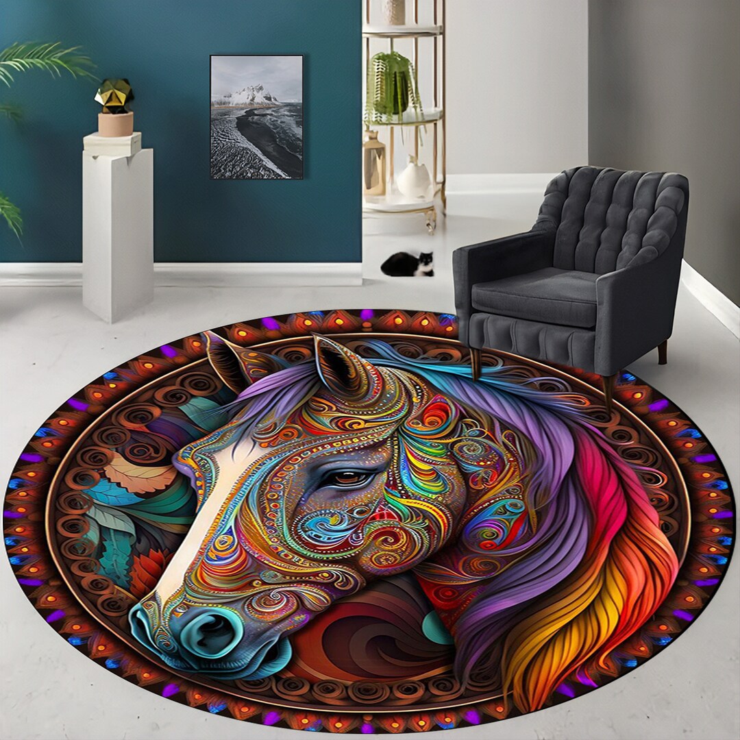 Horse Rug, Horse Area Rug, Horse Design Rug, Animals Rug, Decor Rug ...