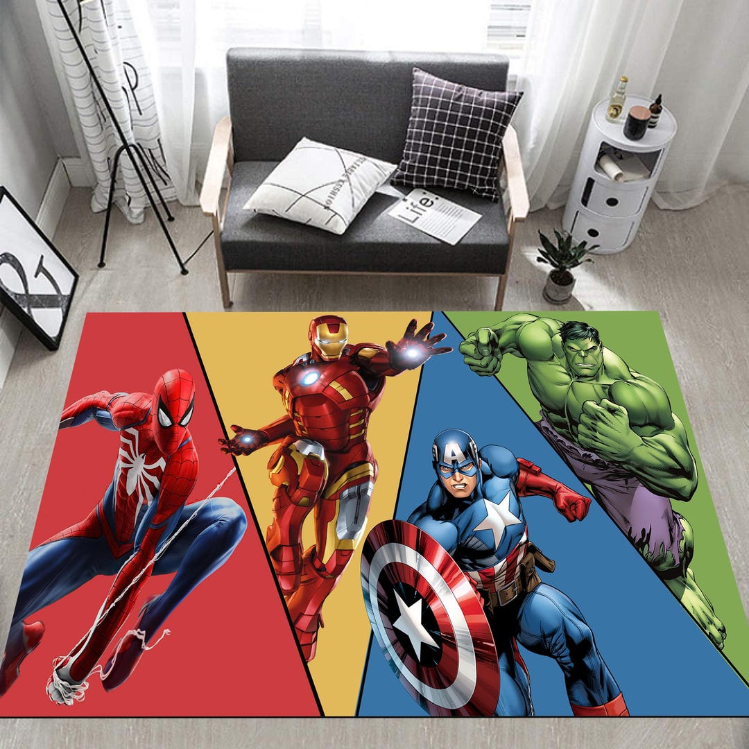 Superhero Rug,spider Man Rug,hulk Rug,green Man Rug,superheroes,gift ...