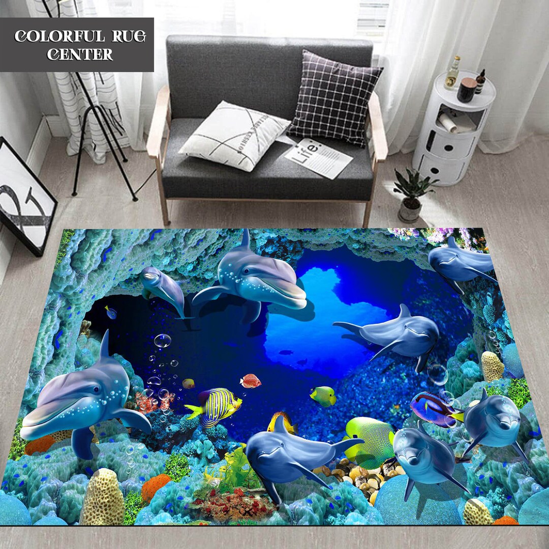 Dolphin Fish, Dolphin Rug, Ocean Rug, Sea Animal Rug, Nautical Decor ...