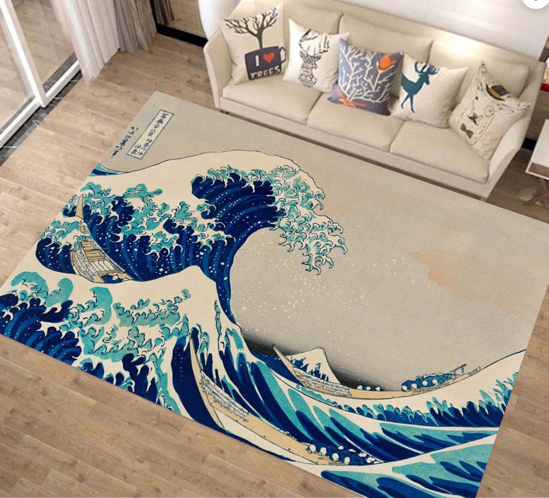 Japanese Wave Rug,katsushika Hokusai Picture Rug,hokusai Masterpiece ...