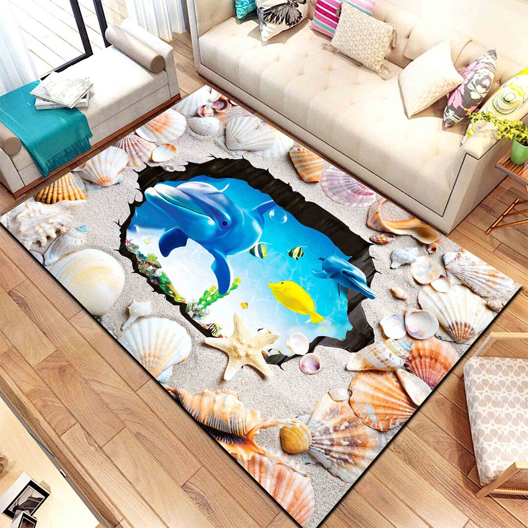 Dolphin Fish Dolphin Rug Ocean Rug Sea Animal Rug Nautical - Etsy