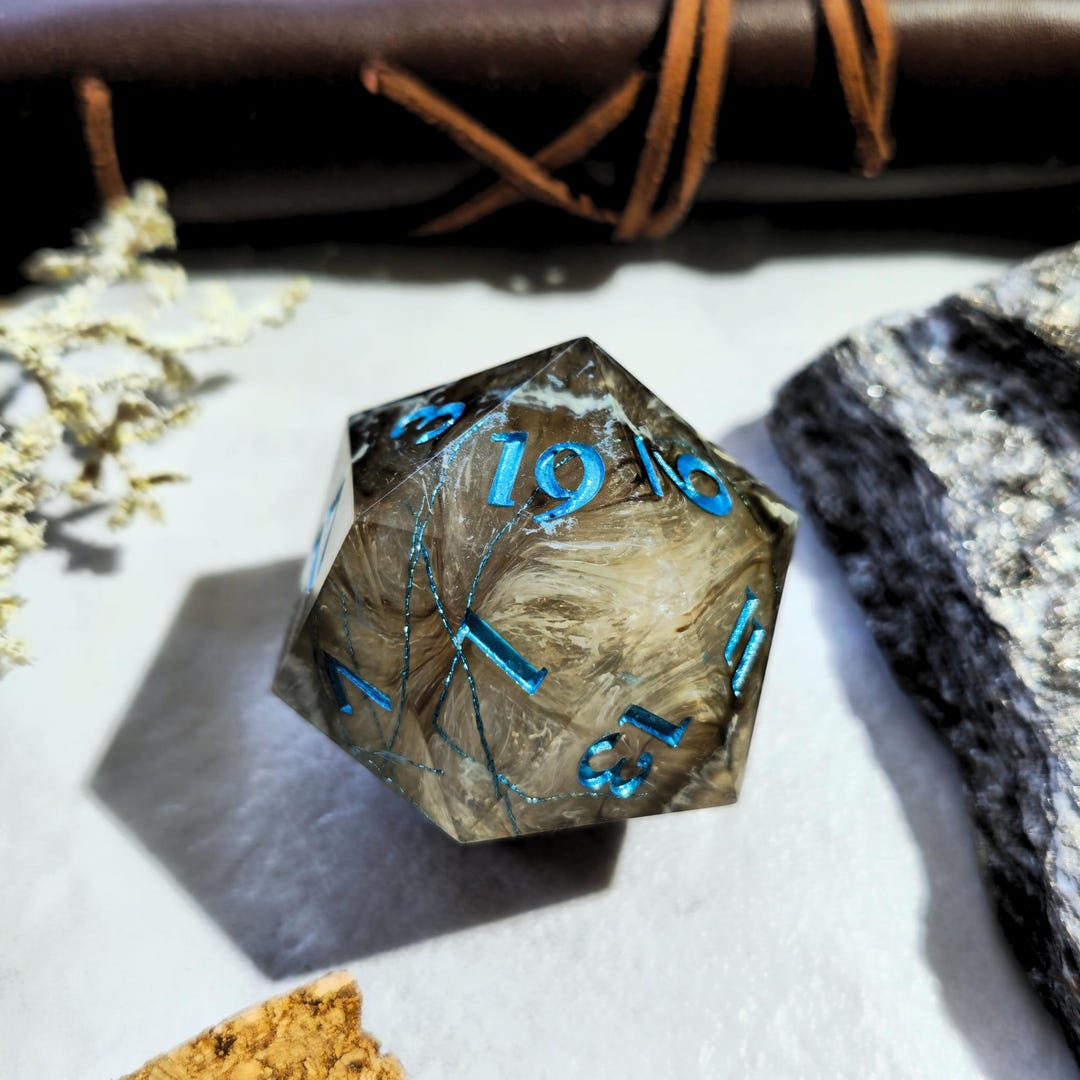 Threads of Fate Resin Dnd Dice, Smokey Blue Sharp Edge D20 - Etsy