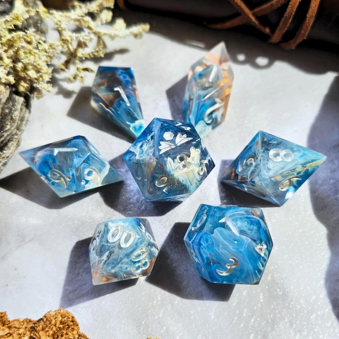 Nimbus Shard Resin Dice, Custom Inked, Dnd Dice Resin Dice Set,dnd Dice ...