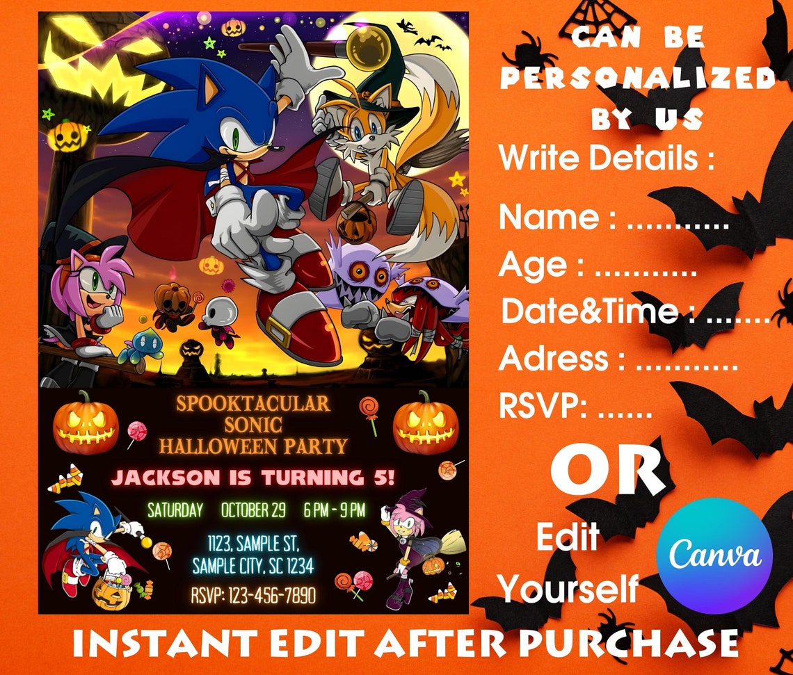 Sonic Birthday Invitation Kids Birthday Invitation - Etsy