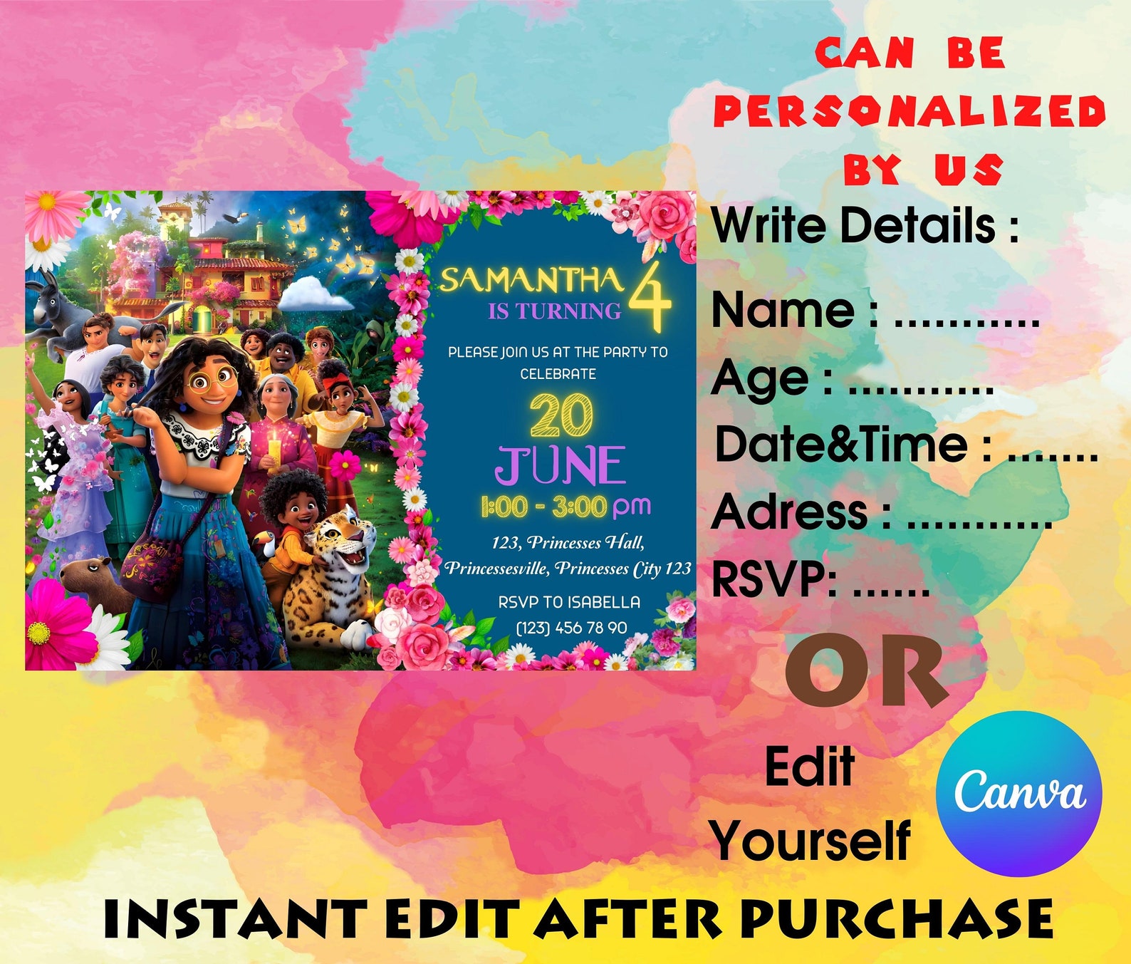 Encanto Birthday Invitation | Kids Birthday Invitation | Editable ...