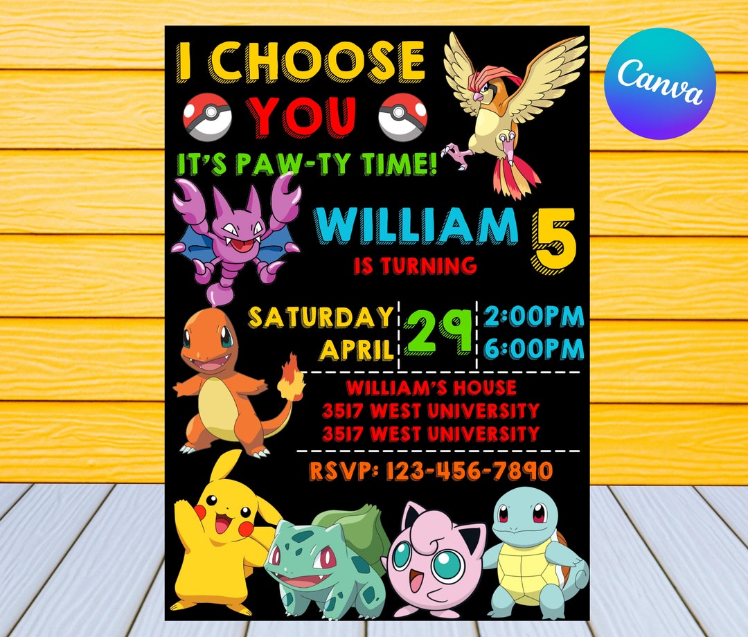 Pokemon Birthday Invitation Kids Birthday Invitation Personalized by US ...