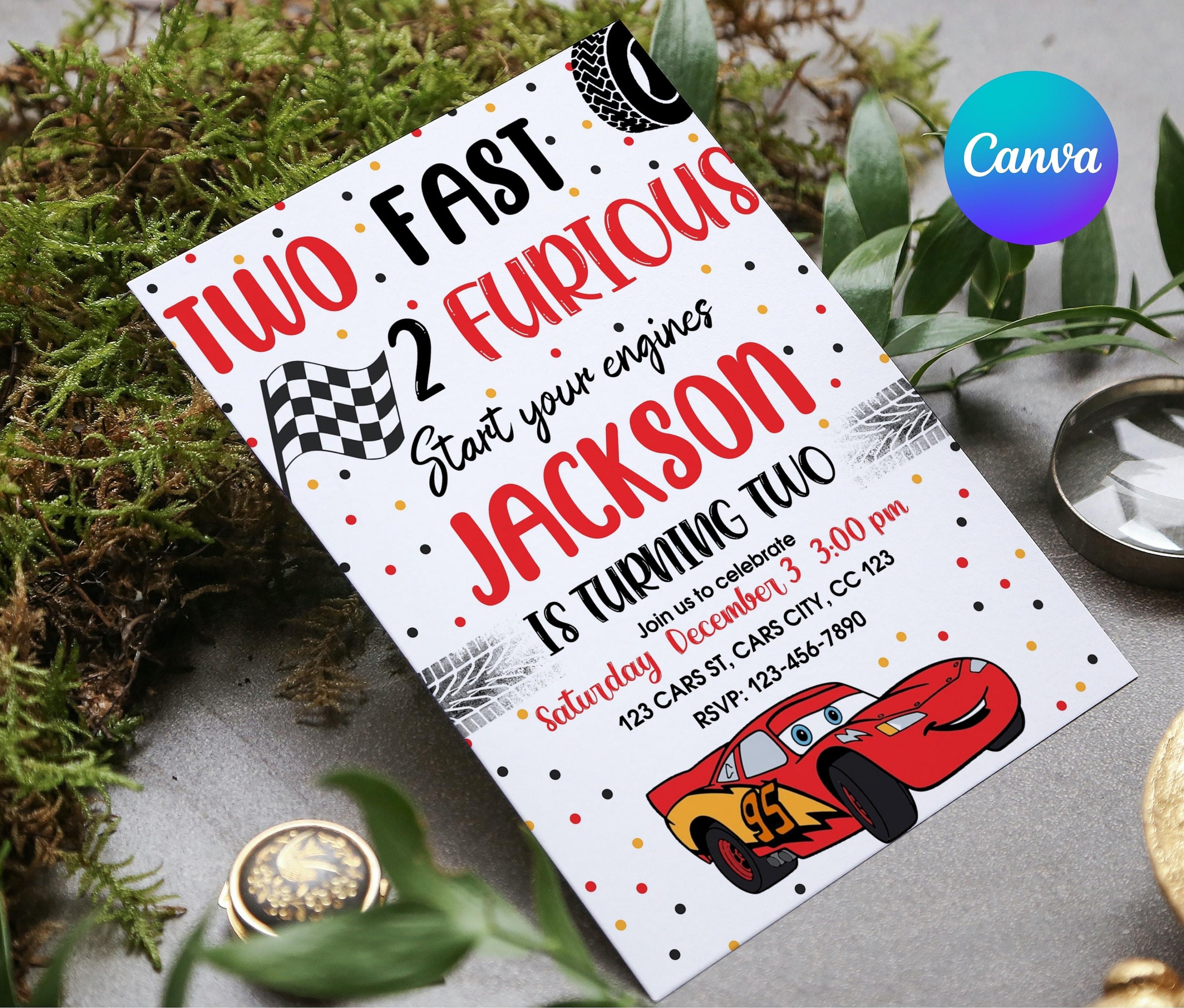 Cars Birthday Invitation | Kids Birthday Invitation | Personalized by ...