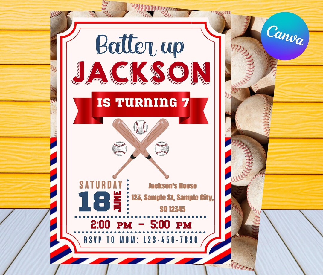 Baseball Birthday Invitation | Kids Birthday Invitation | Editable ...