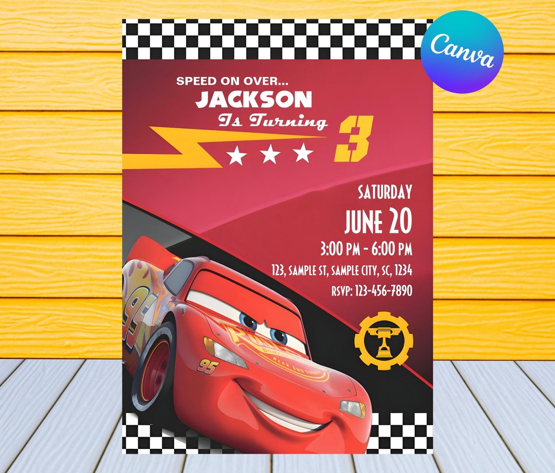 Cars Birthday Invitation | Lightning Mcqueen Invitation | Kids Birthday ...