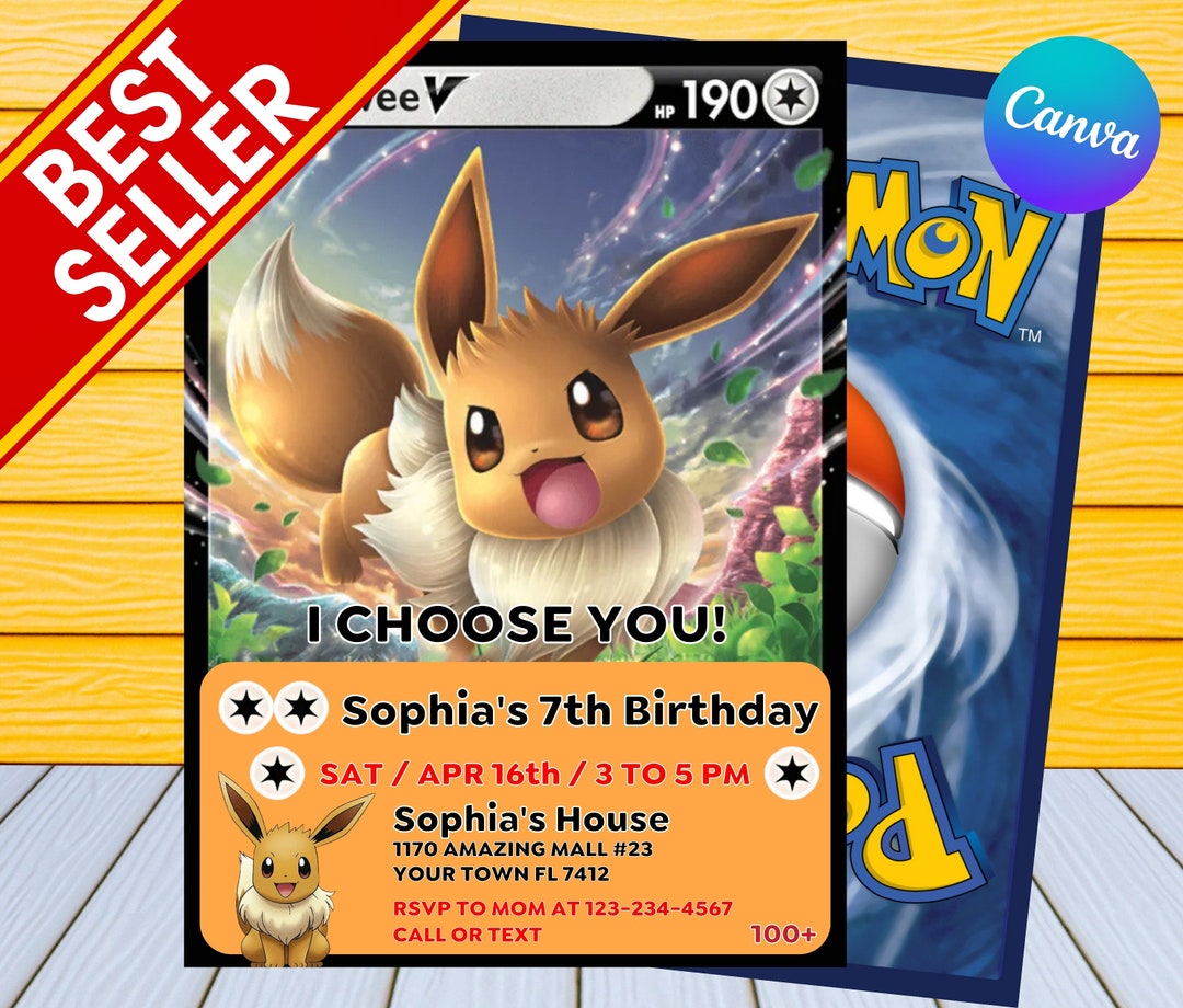 Pokemon Birthday Invitation | Kids Birthday Invitation | Personalized ...