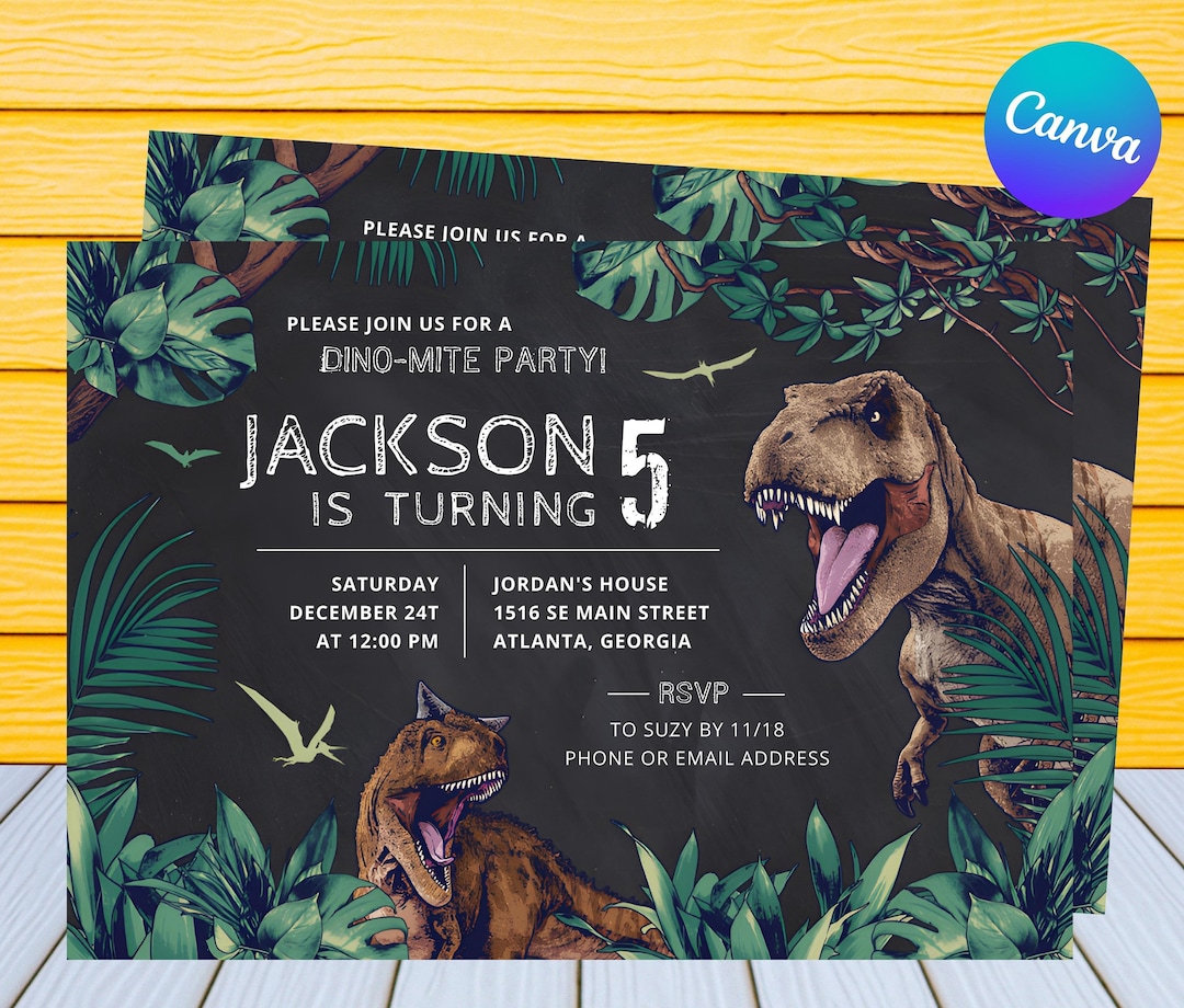 Dinosaur Birthday Invitation Kids Birthday Invitation - Etsy