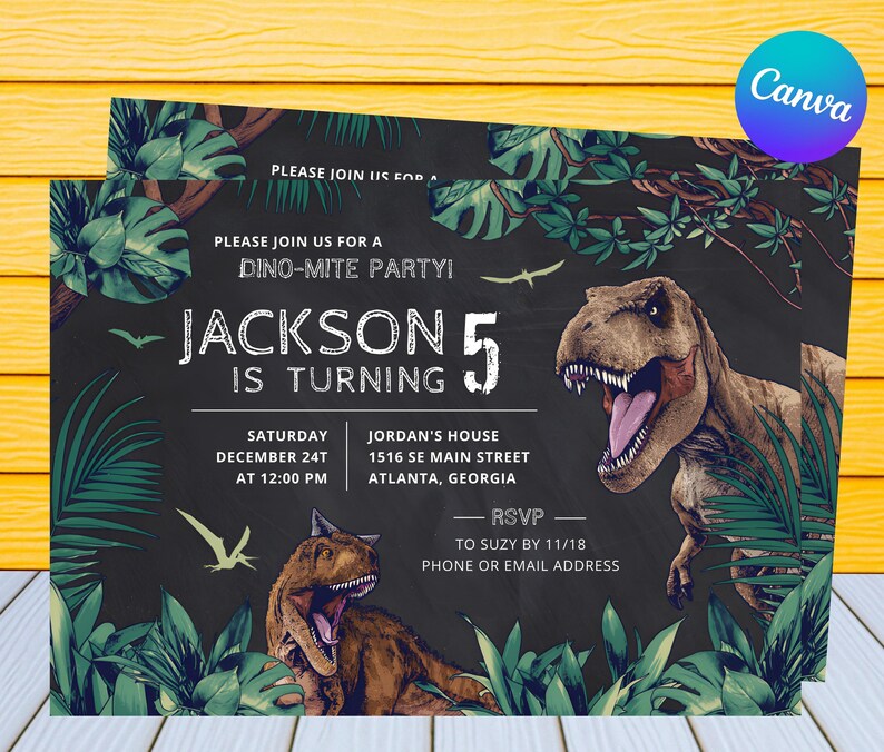 Dinosaur Birthday Invitation Kids Birthday Invitation - Etsy