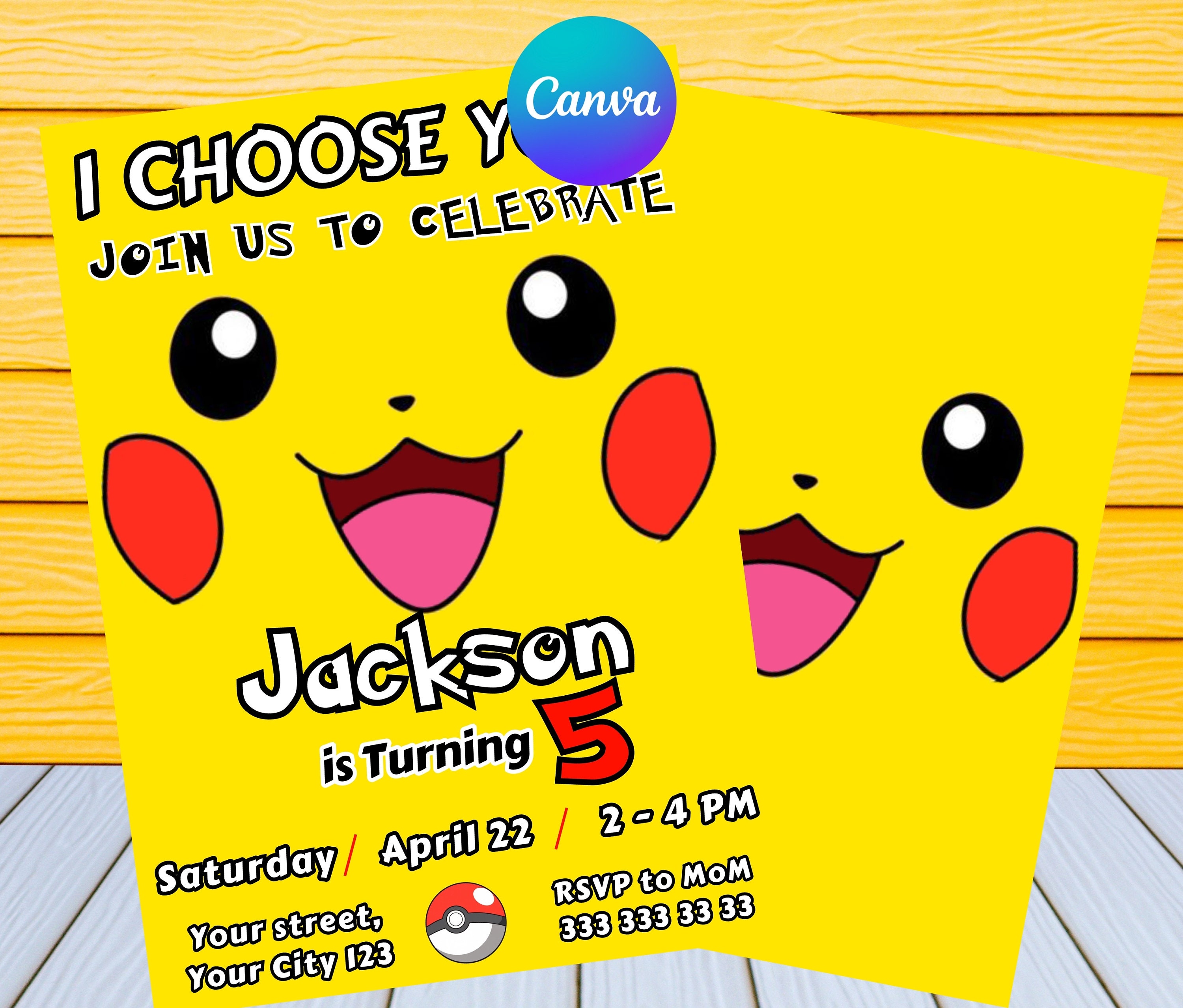 Invitación de cumpleaños de Pikachu / Invitación de cumpleaños para ...