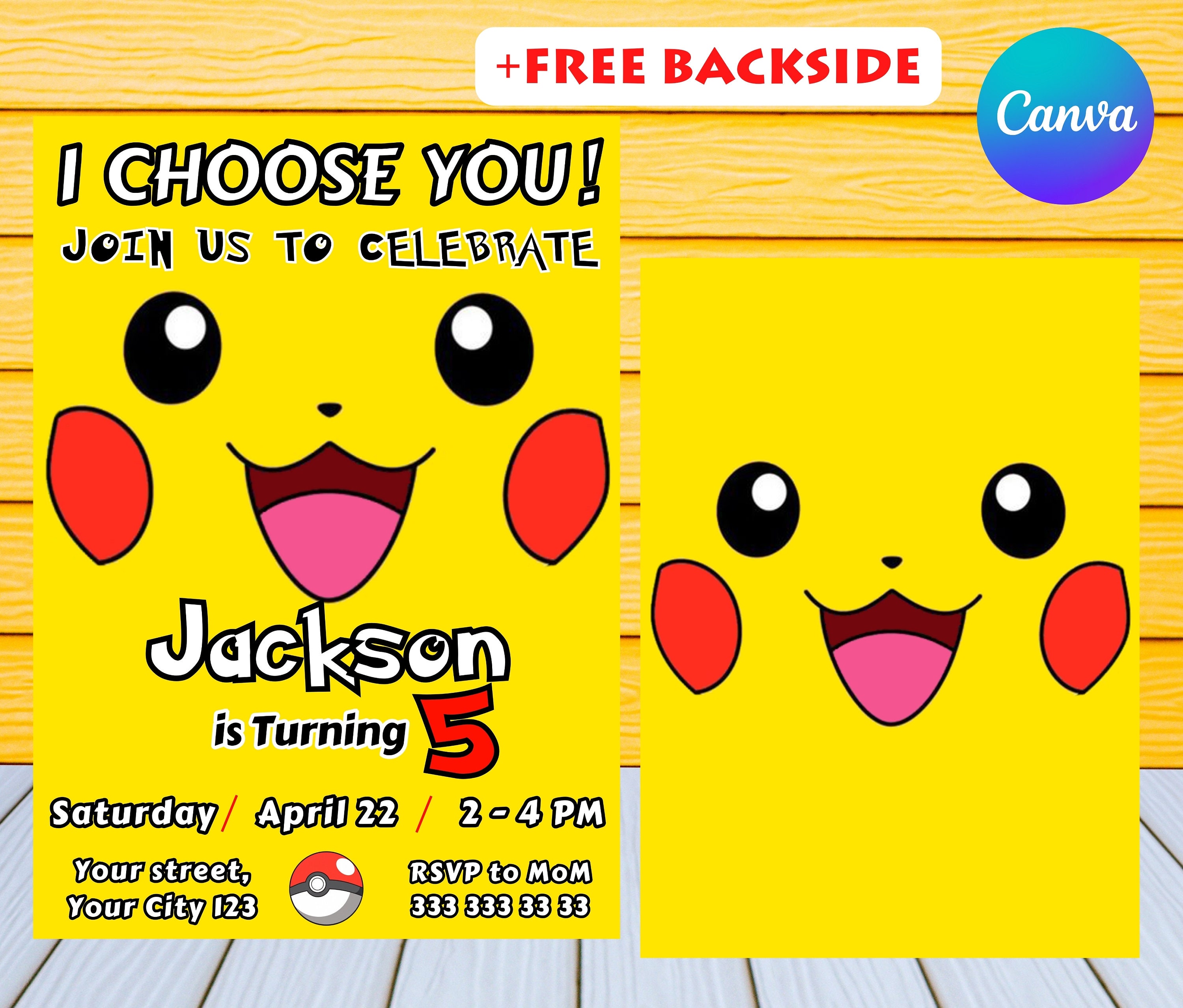 Invitación de cumpleaños de Pikachu / Invitación de cumpleaños para ...