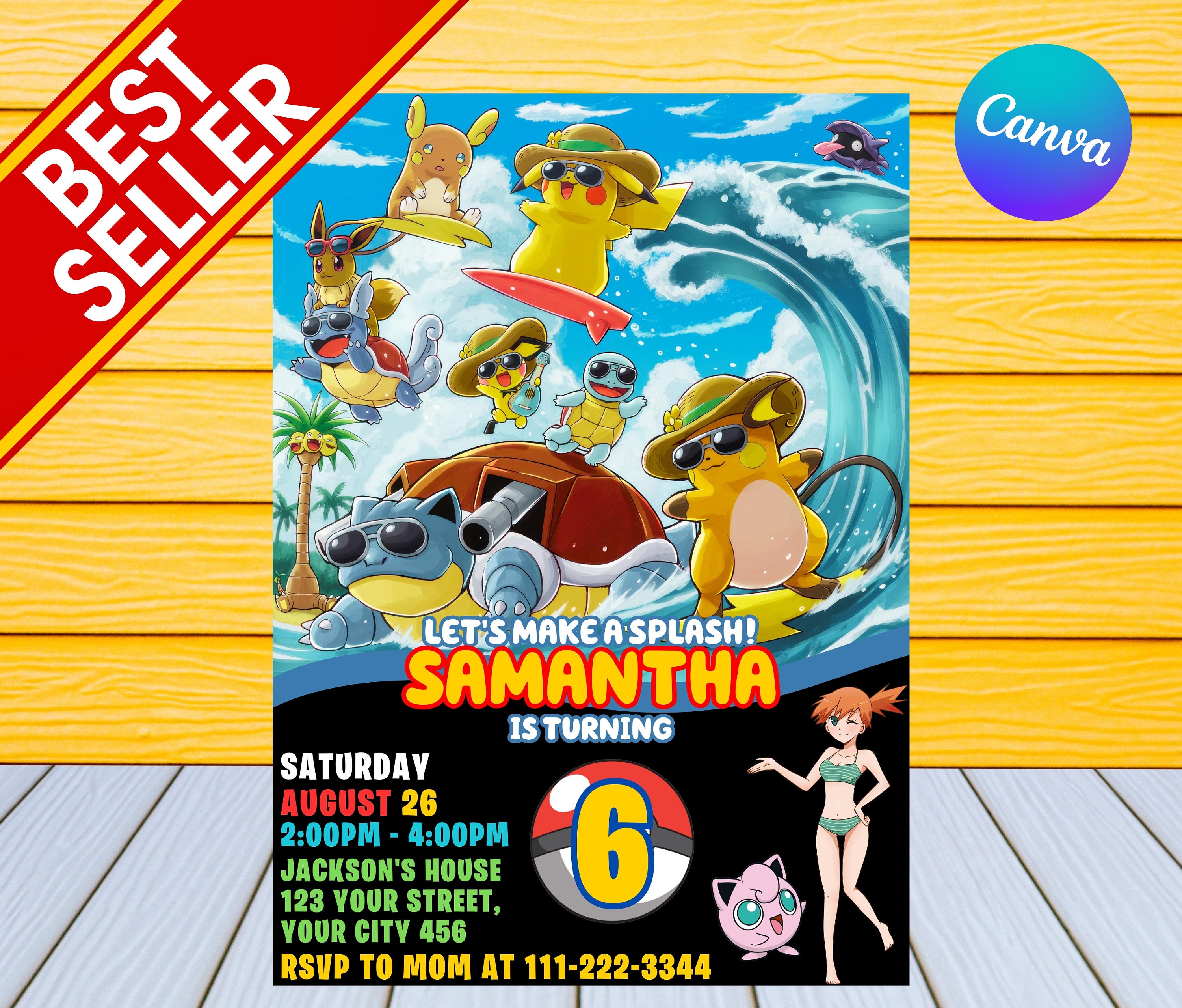 Pokemon Pool Party Birthday Invitation Personalized by US or - Etsy