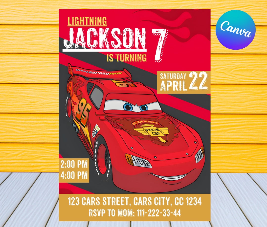 Cars Birthday Invitation | Kids Birthday Invitation | Personalized by ...