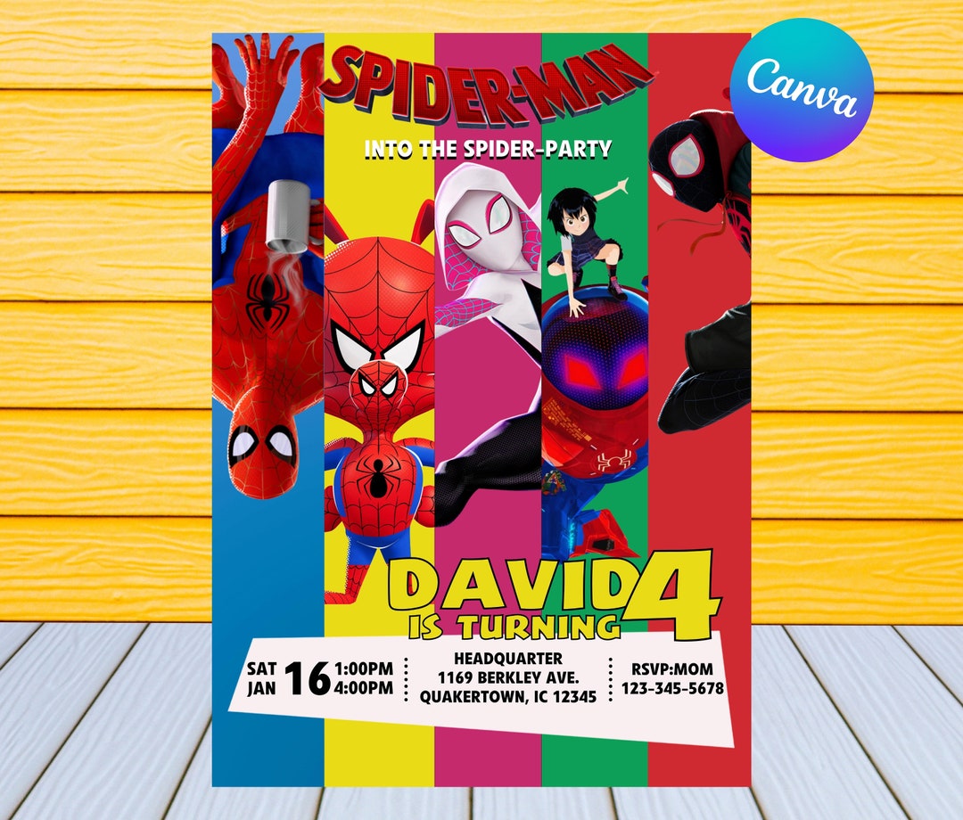 Spiderman Birthday Invitation Personalized by US or Instant - Etsy