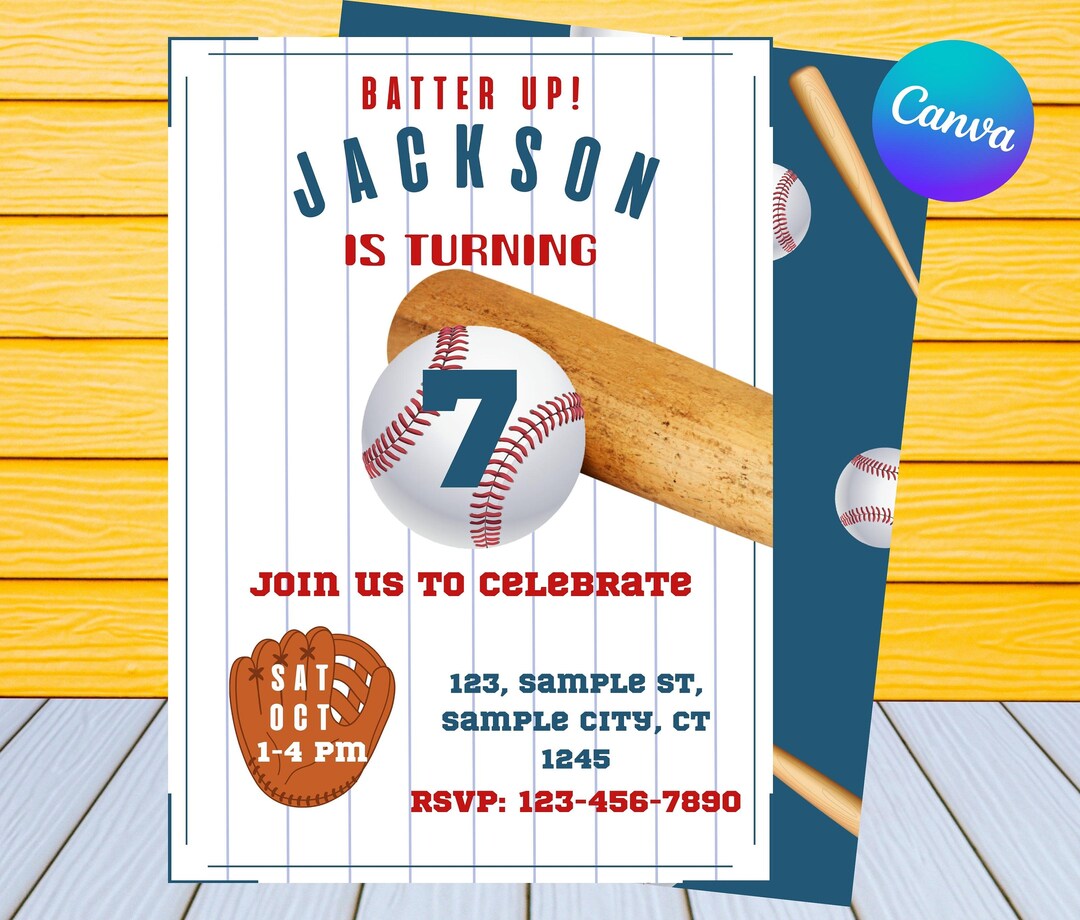Baseball Birthday Invitation | Kids Birthday Invitation | Editable ...