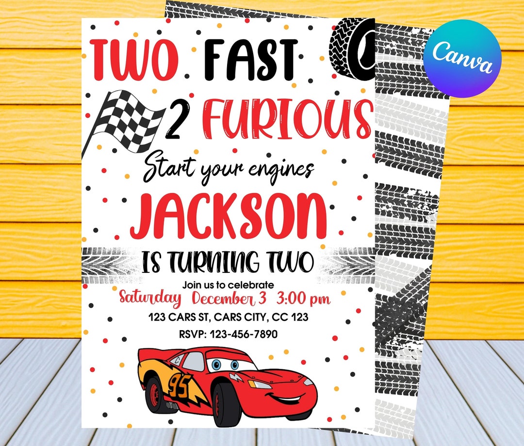 Cars Birthday Invitation | Kids Birthday Invitation | Personalized by ...