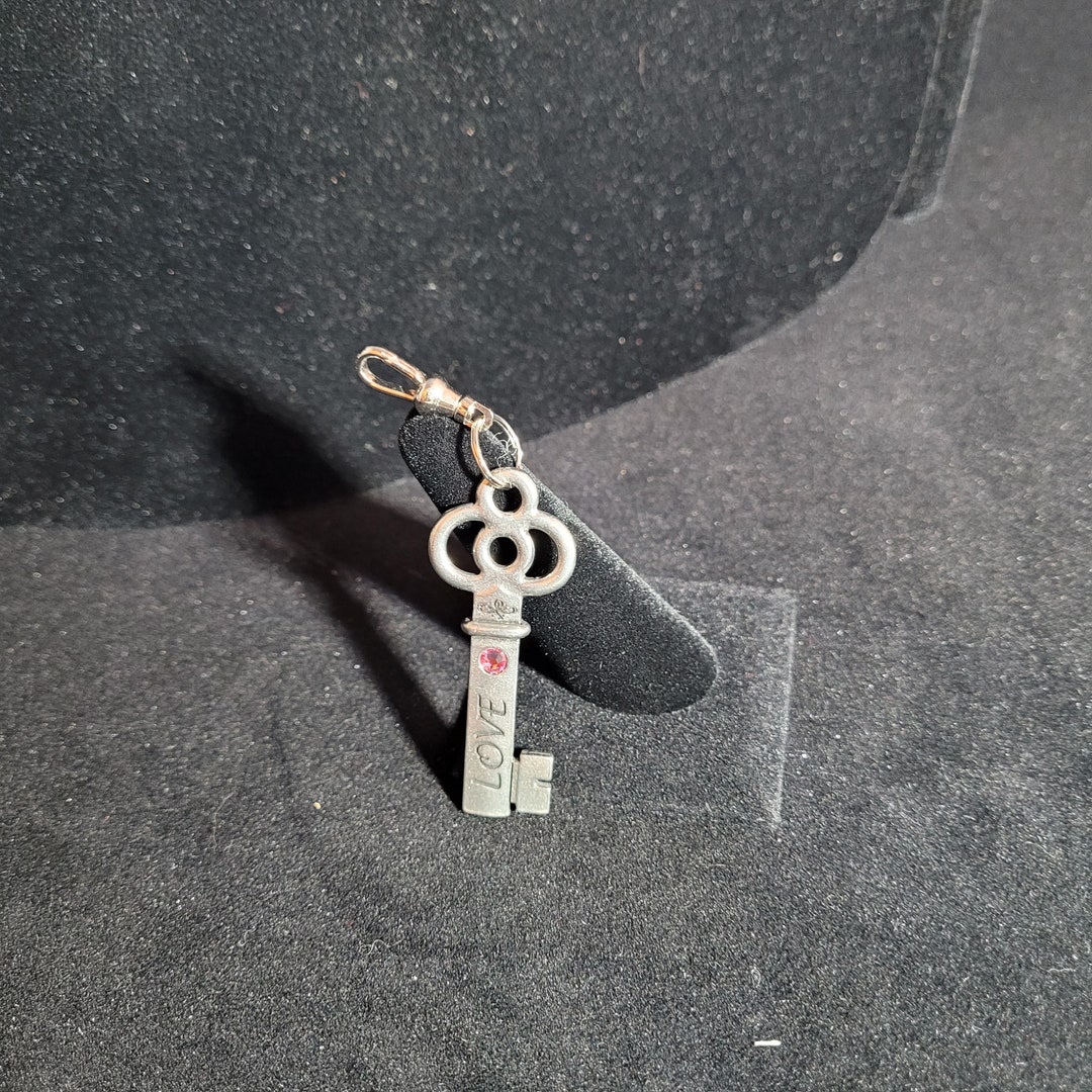 Metal Morphosis Key Charm "love" With Pink Stone - Etsy
