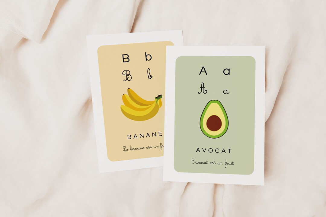 Alphabet Flashcards in Fruits and Vegetables Pictures - Etsy Canada