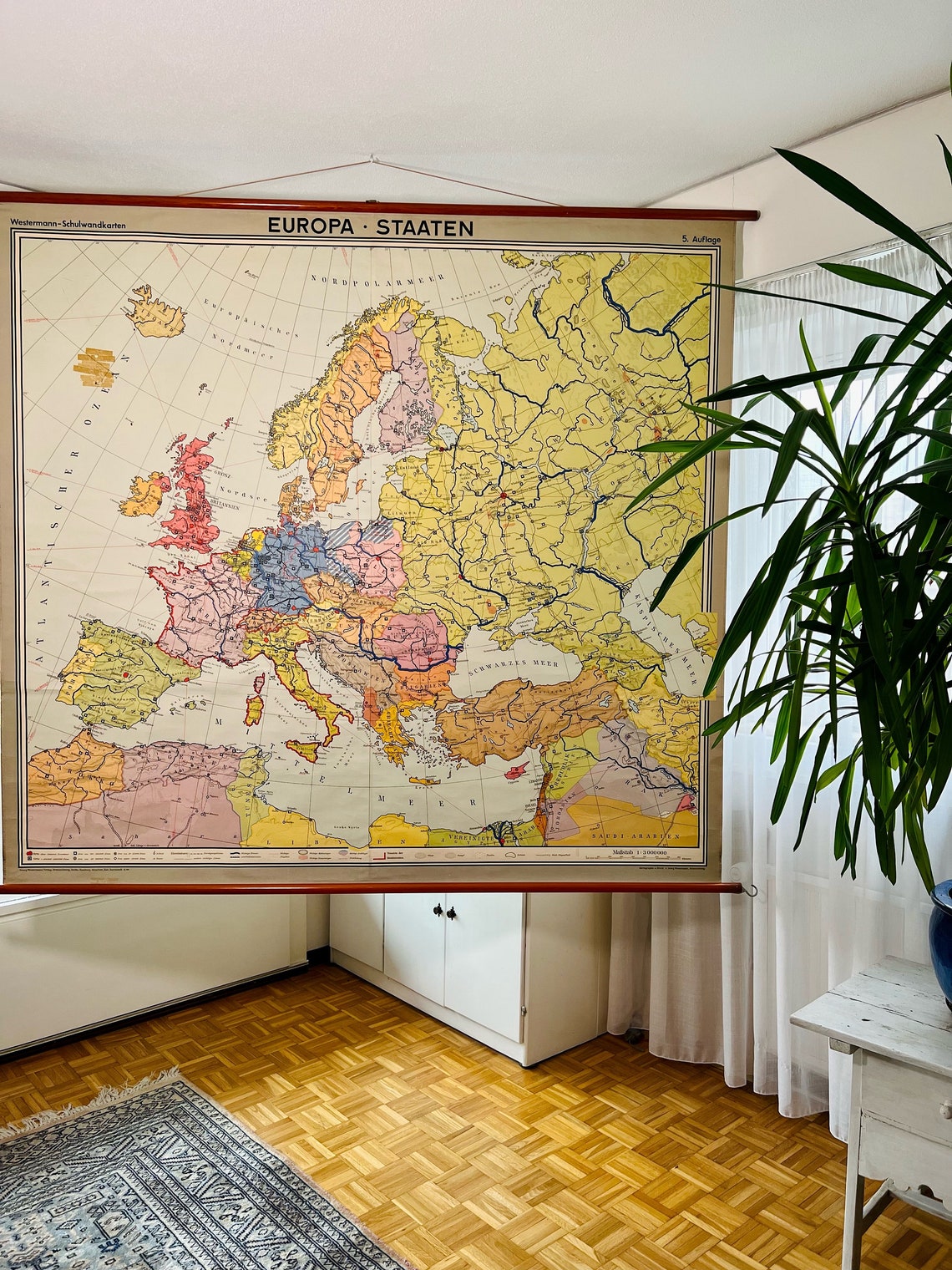 Large Antique Vintage Pull Down Map of Europe (1960's) / Rare Item. - Etsy