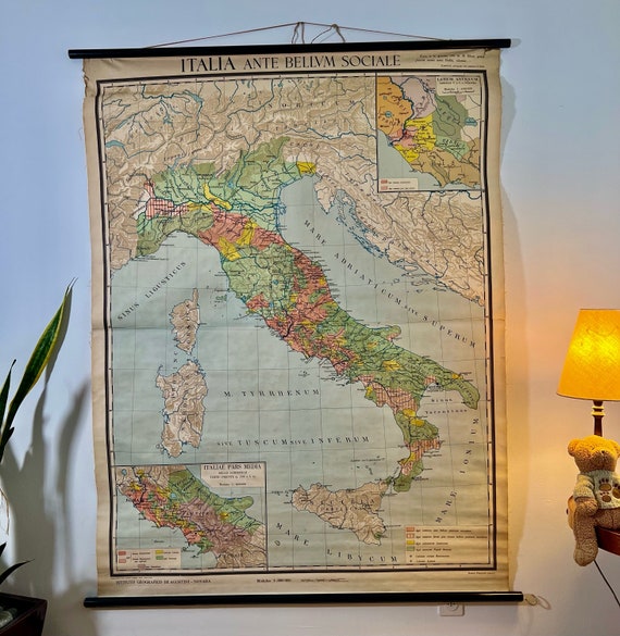 Gorgeous Large Antique Vintage Pull Down Map of Italy - Etsy
