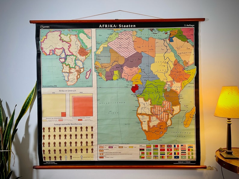 Antique Vintage Pull Down Map of Africa (1960's) / Rare Item - Etsy