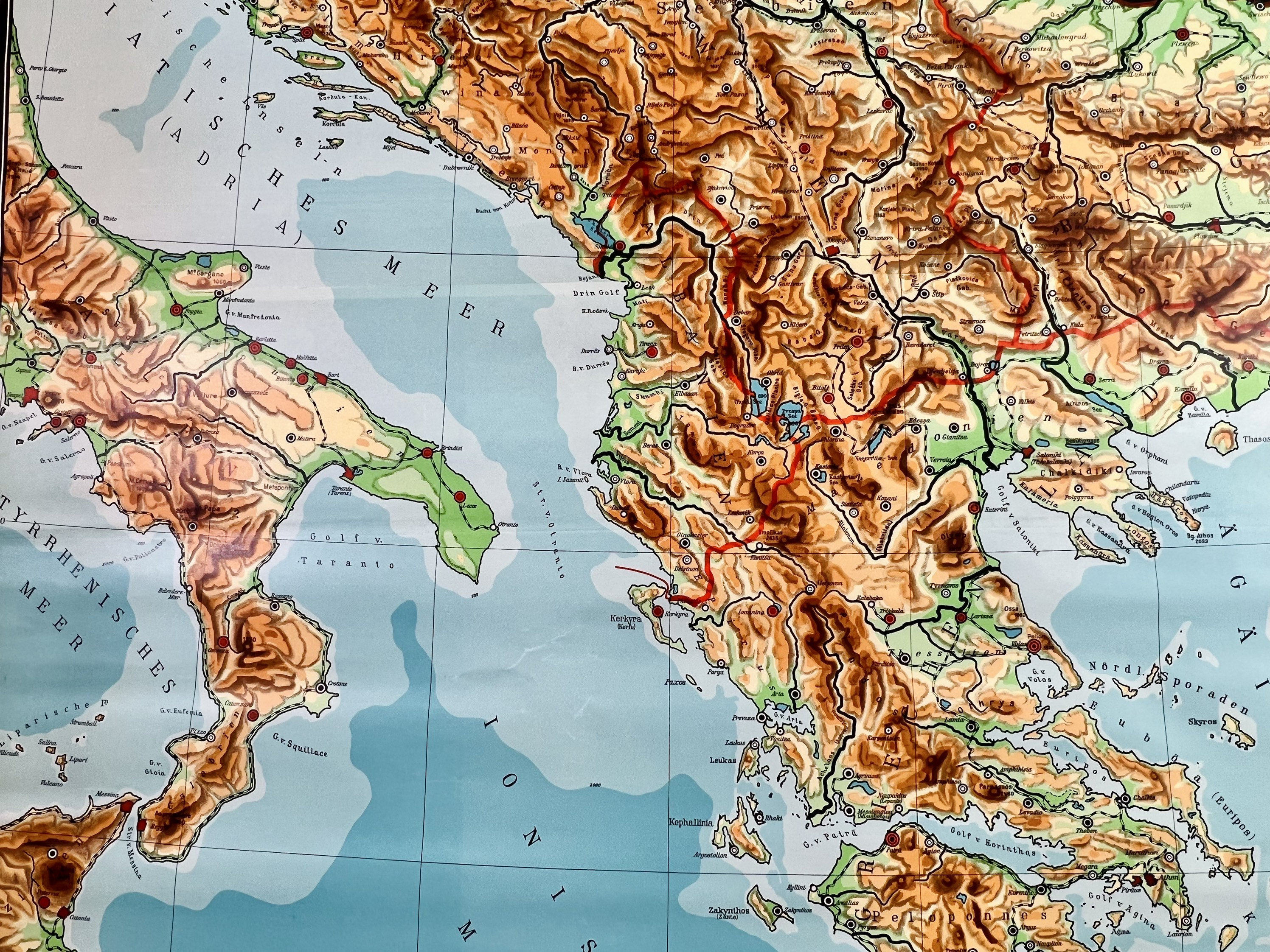 Large Antique Pull Down Map of the Balkan Peninsula 1960s / Rare Item ...