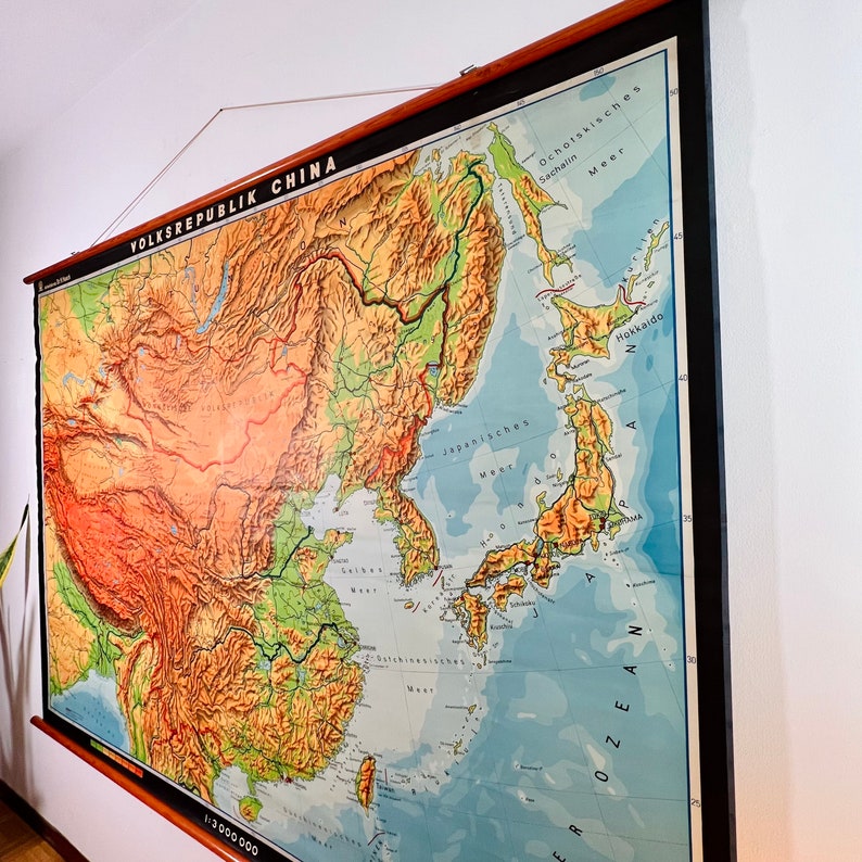 Exceptional Large Pull Down Antique Map of China (1960’s) / Rare Item ...