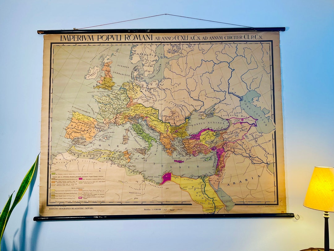 Antique Pull Down Map of the Roman Empire (1937) / Very Rare Item. - Etsy