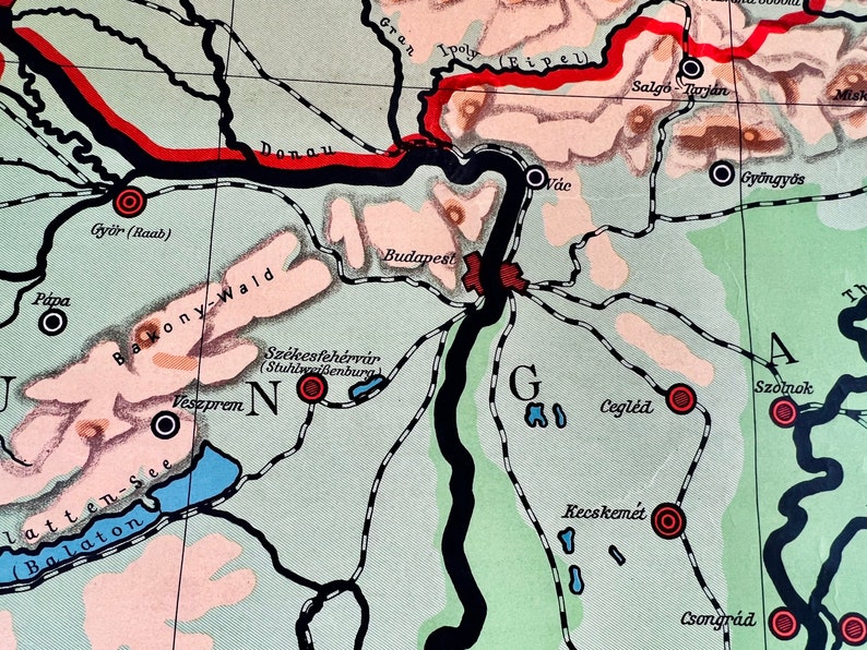 Large Antique Pull Down Map of the Balkan Peninsula 1960s / Rare Item ...