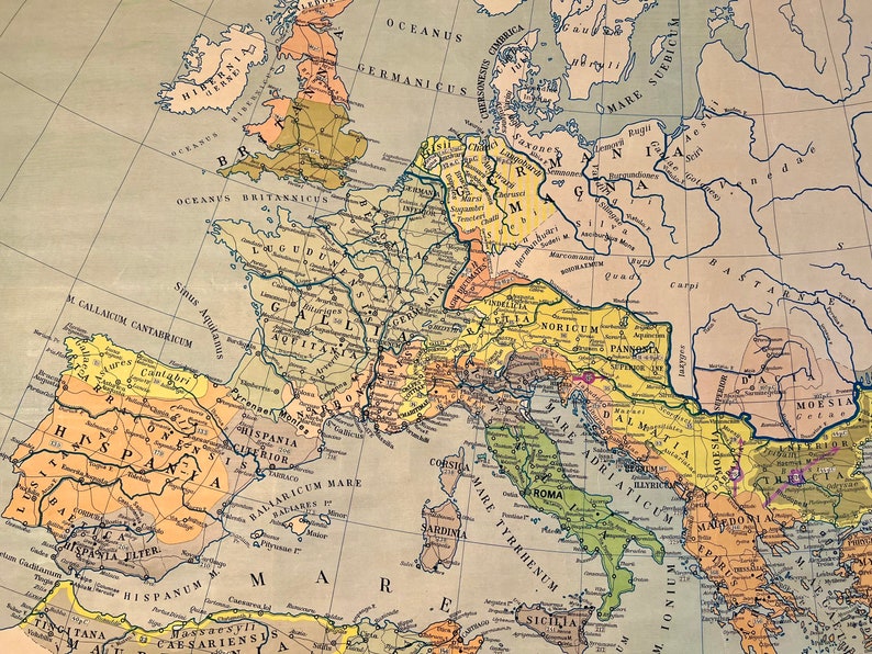 Antique Pull Down Map of the Roman Empire (1937) / Very Rare Item. - Etsy