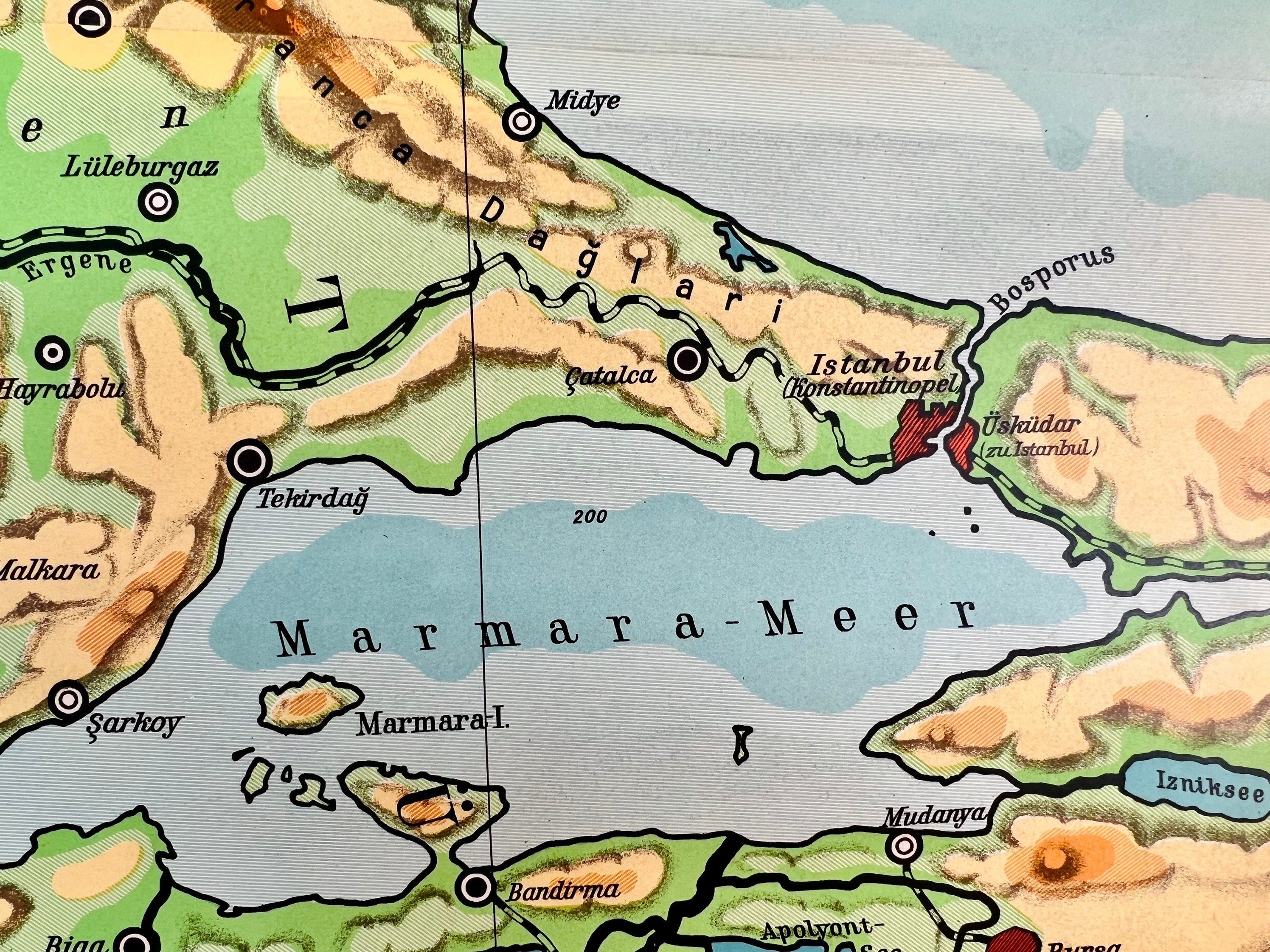 Large Antique Pull Down Map of the Balkan Peninsula 1960s / Rare Item ...