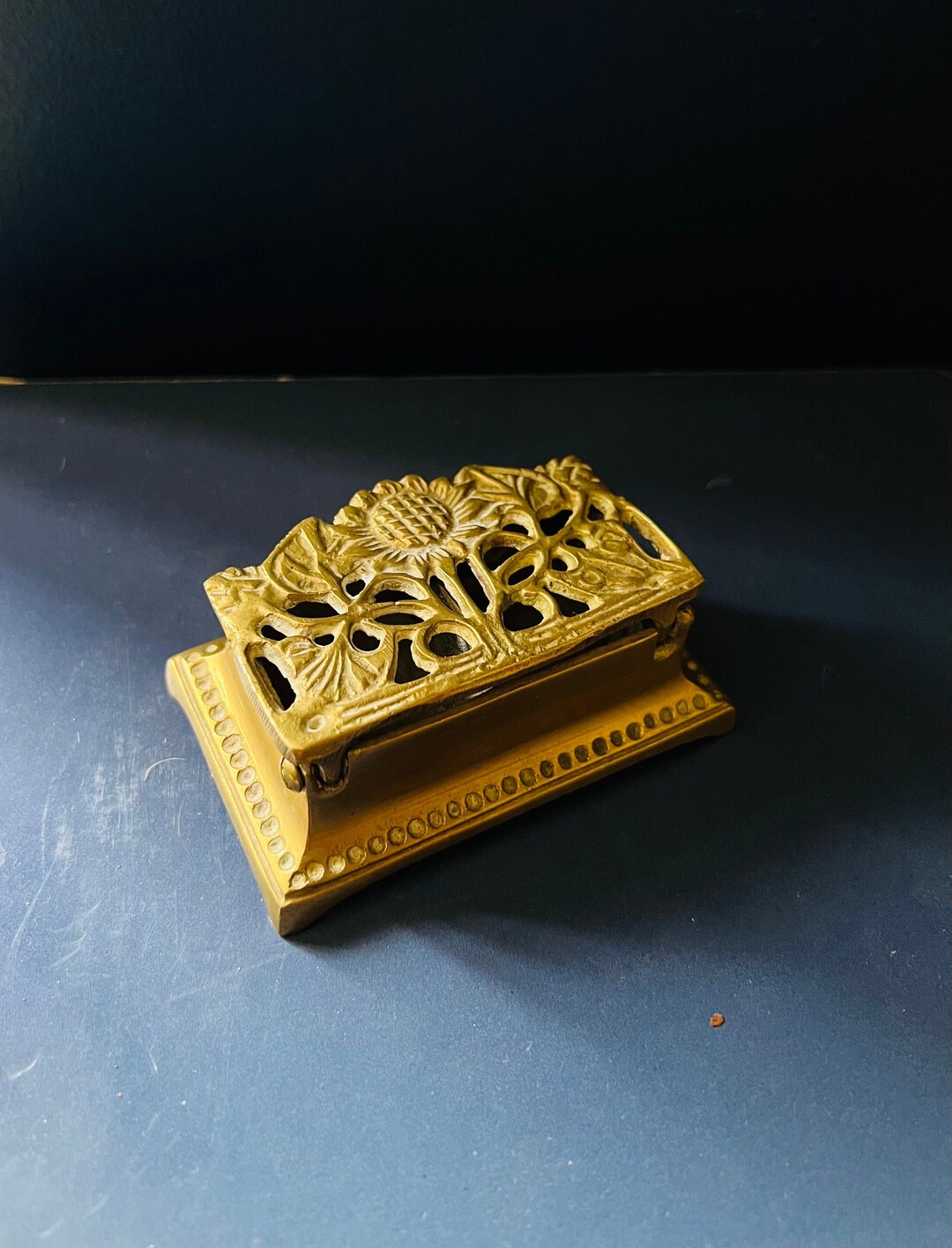 Antique Art Nouveau Brass Stamp Box - Etsy
