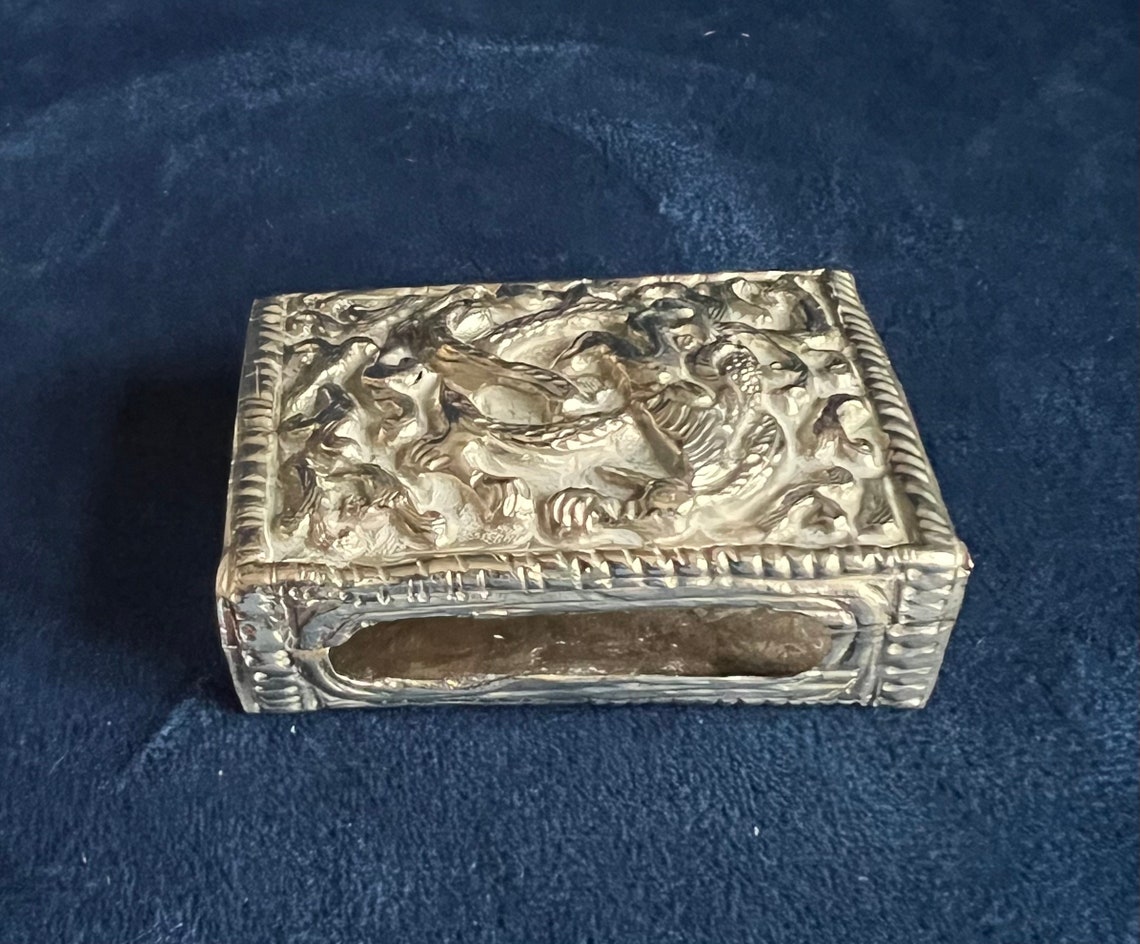 Antique Indian Silver Matchbox Cover - Etsy