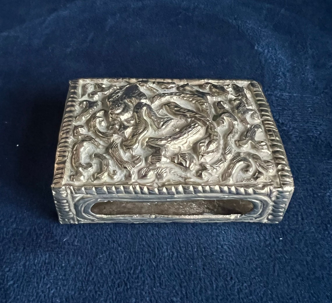 Antique Indian Silver Matchbox Cover - Etsy